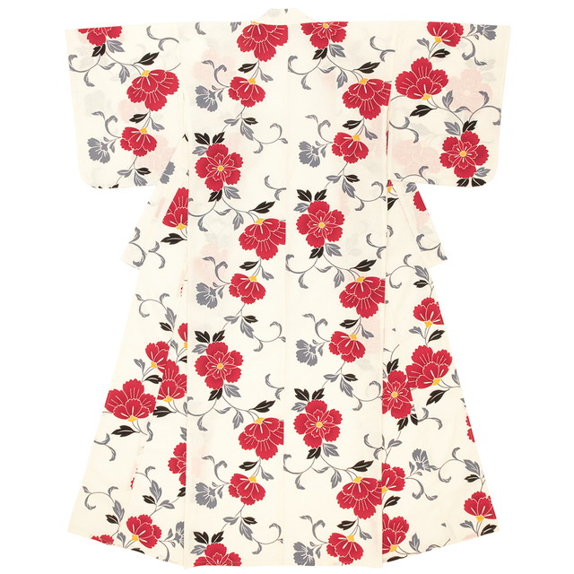 浴衣 レディース ホワイト 白 レッド 赤 グレー 灰色 桜 花唐草 花 フラワー 綿 夏祭り 花火大会 女性用 仕立て上がり【Sサイズ】【フリーサイズ】【送料無料】