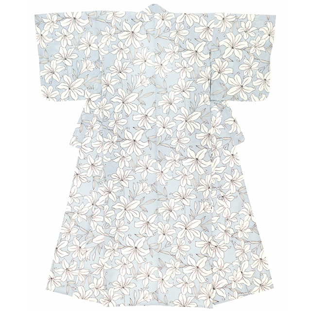 浴衣 レディース ブルー 水色系 白系 百合 ユリ 花 フラワー ykt0215ad-3169_2 夏祭り 花火大会 女性用 仕立て上がり【Sサイズ】【フリーサイズ】【送料無料】