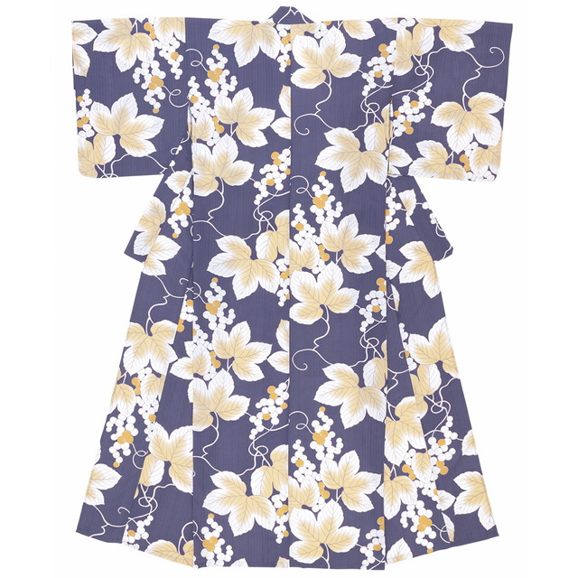 浴衣 レディース パープル 紫 薄橙 葡萄唐草 モダン 変わり織り 夏祭り 花火大会 女性用 仕立て上がり 【Sサイズ】【フリーサイズ】【送料無料】