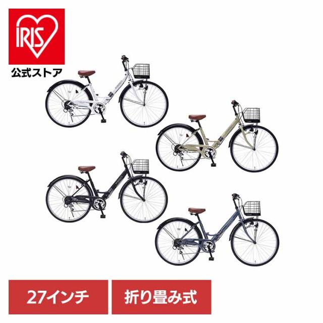 折りたたみ自転車 27インチ 6段変速 自転車 本体 シマノ製 6段ギア LEDライト フロントキャリア付 折り畳み自転車 チャリ 街乗り シティサイクル 通勤 通学 前後フェンダー付 汚れ防止 おりたたみ自転車 マイパラス DE601 * 【TD】 【代引不可】