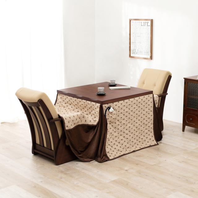 ダイニングコタツ４点セット 山城90-4S [代引不可] ダイニングコタツ4点セット こたつ布団セット 高さ調節 送料無料