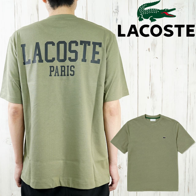 メール便送料無料 ベーシック Tシャツ 半袖 メンズ SS 春夏 新作 夏新作 秋新作 人気 流行 定番 2025 ラコステ LACOSTE TH4705 トップス バックプリント 上着 ティーシャツ わに ロゴ 刺繍 プリント ロゴティー 丸首 シンプル 綿100% カーキ