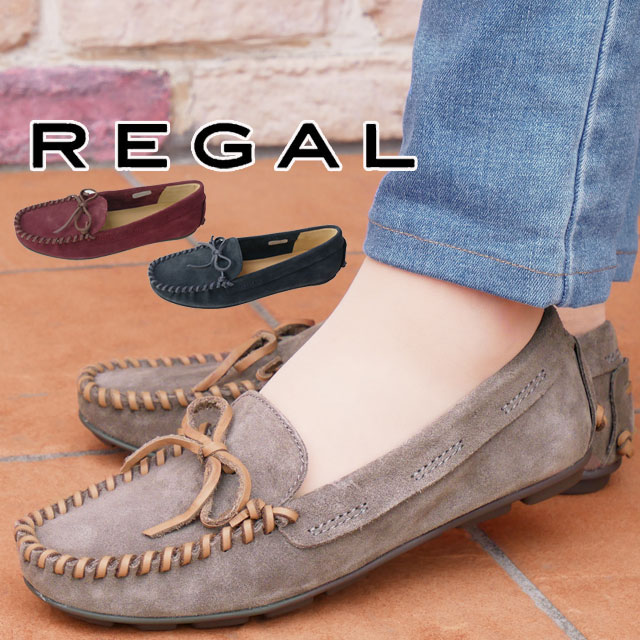 送料無料 レディース FW 秋冬 新作 2022 秋新作 冬新作 スリッポン ドライビングシューズ フラットシューズ モカシン 人気 流行 定番 REGAL F77N ローヒール カジュアルシューズ ペタンコ底 本革 オークスエード ローズスエード ネイビースエード 靴