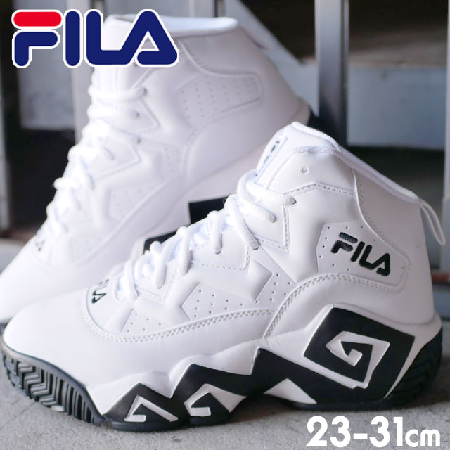 送料無料 フィラ FILA MB 大きいサイズ メンズ レディース 厚底スニーカー靴 厚底シューズ ハイカット 白 ホワイト 復刻 ミッドカット 厚底靴 グルグル ぐるぐる FHE102 005
