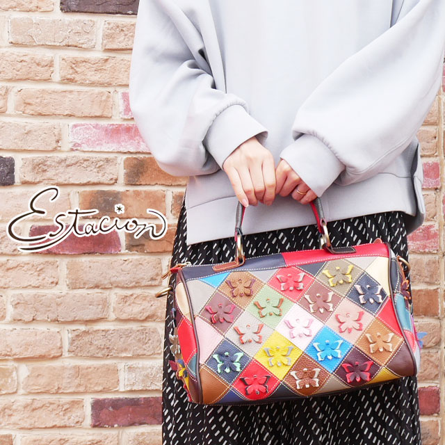送料無料 レディース FW 秋冬 新作 秋新作 冬新作 ハンドバッグ 人気 流行 定番 2022 2023 Estacion 1306 本革 ショルダーバッグ2way マルチ カバン レザー エスニック 蝶々 バタフライ 斜めがけ