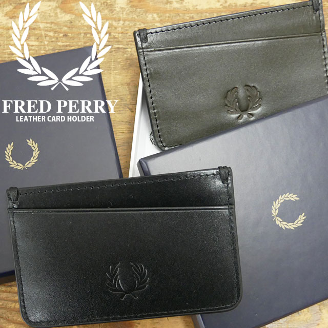 送料無料 メンズ レディース ユニセックス 定期入れ フレッドペリー FRED PERRY L7219 BLACK カードケース レザーカードホルダー ＩＣカード パスケース 電子マネー クレジットカード コンンパクト 黒 ブラック 月桂樹