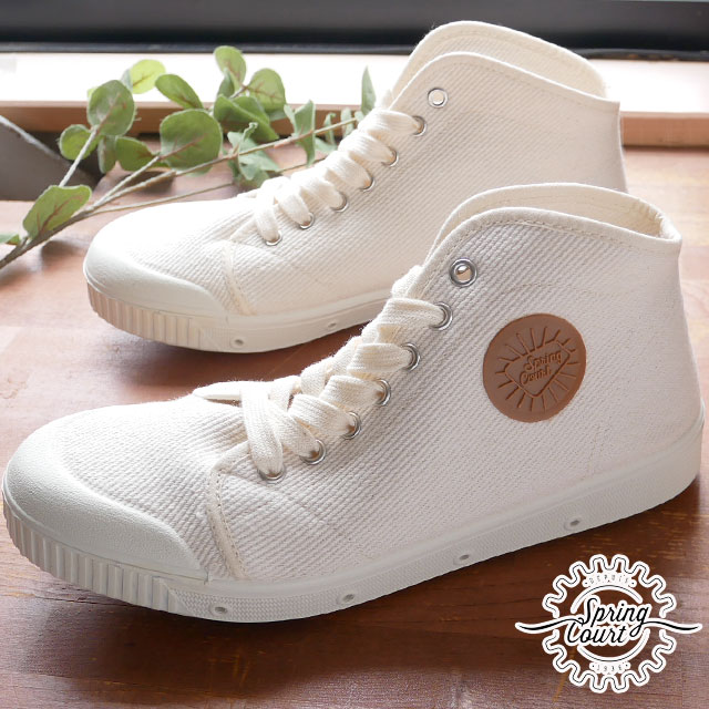 送料無料 メンズ スニーカー 人気 流行 定番 SPRING COURT B2 VB2N-2HV スプリングコート ヘビーツイル ミッドカット カジュアルシューズ 靴 コットン オフホワイト 白
