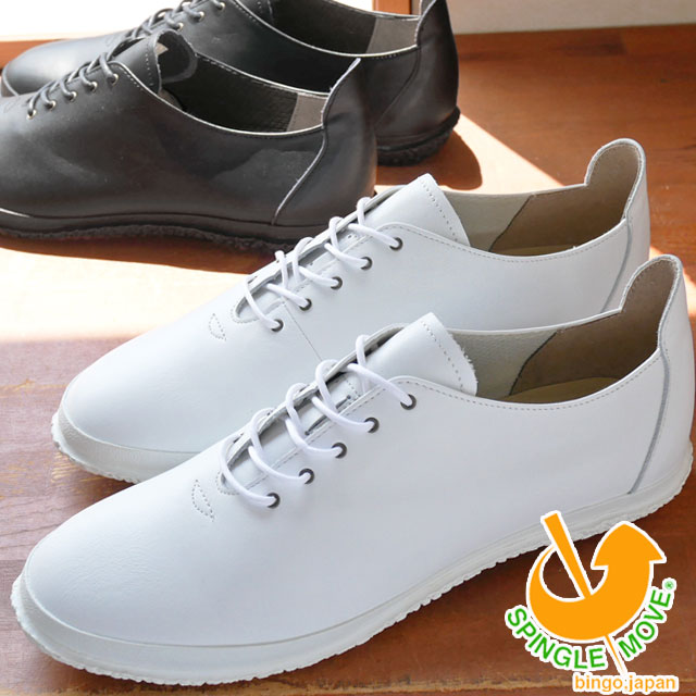 送料無料 レディース SS 春夏 新作 2022 春新作 夏新作 スニーカー フラットシューズ ローカット 人気 流行 定番 SPINGLE MOVE SPM-1801 ローヒール カジュアルシューズ 日本製 メイドインジャパン 本革 靴 ブラック 黒 ホワイト 白