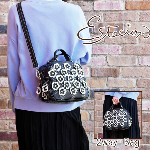 送料無料 レディース SS 春夏 新作 2022 春新作 夏新作 ショルダーバッグ ハンドバッグ 人気 流行 定番 Estacion 2way 770S バッグ 本革 斜め掛け 肩掛け 手持ち 小さめ コンパクト お花 フラワー ハンドメイド