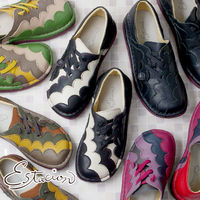 送料無料 レディース FW 秋冬 新作 2022 秋新作 冬新作 スリッポン レースアップ 人気 流行 定番 Estacion TGE475 サイドレースアップ ローヒール 本革 歩きやすい カジュアルシューズ コンフォートシューズ 婦人靴