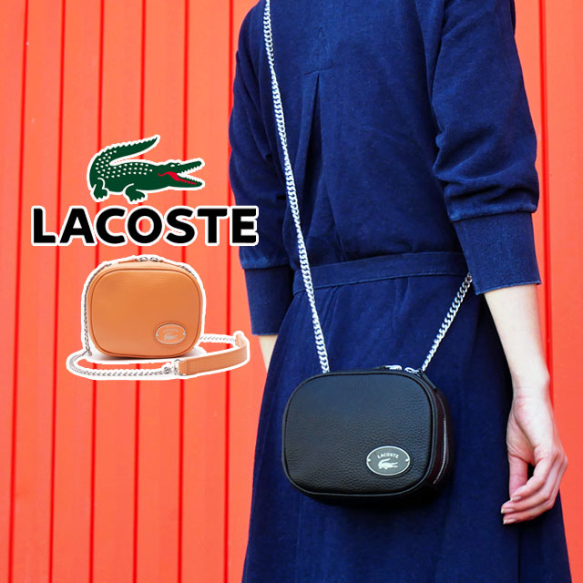 送料無料 レディース FW 秋冬 新作 2022 秋新作 冬新作 ショルダーバッグ ポシェット ポーチ 人気 流行 定番 LACOSTE NF3939G NF3939GZ バッグ オリジン クロコ スクエアクロスオーバーバッグ ミニバッグ 斜め掛け 大人 小さめ 本革 牛革 ロゴ 手持ち