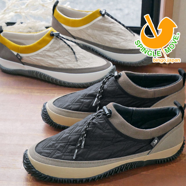 送料無料 メンズ FW 秋冬 新作 2022 秋新作 冬新作 スニーカー スリッポン ローカット 人気 流行 定番 SPINGLE MOVE SPM-1303 スピングルムーブ 撥水 モックシューズ 靴 ブラック 黒 ベージュ アウトドア カジュアルシューズ キルティング 日本製