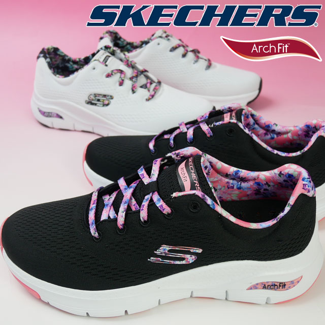 送料無料 レディース SS 春夏 新作 春新作 夏新作 スニーカー ローカット 人気 流行 定番 2023 SKECHERS 149773 BKMT WMLT スケッチャーズ カジュアルシューズ アーチフィット-ファーストブロッサム ブラック/マルチ 黒 ホワイト/マルチ 白 マシンウォッシャブル 花柄 靴