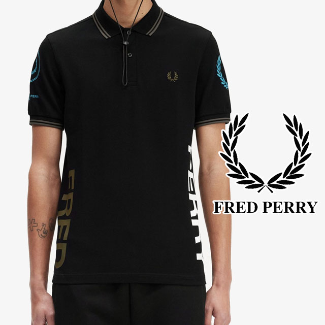 送料無料 ポロシャツ メンズ FW 秋冬 新作 秋新作 冬新作 人気 流行 定番 2023 FRED PERRY M6613 フレッドペリー グラフィック ブランディド シャツ 半袖シャツ ロゴ バックプリント トップス ウェア 服 綿100％ 月桂樹 ローレル アパレル 黒