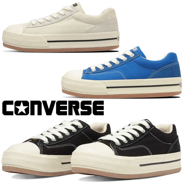 送料無料 スニーカー ローカット メンズ レディース SS 春夏 新作 春新作 夏新作 人気 流行 定番 2024 OX 31310760 31310761 31310762 厚底 オールスター（R） ボーダースター チャンキーソール ブラック 黒 ストーンホワイト 白 ブルー 靴