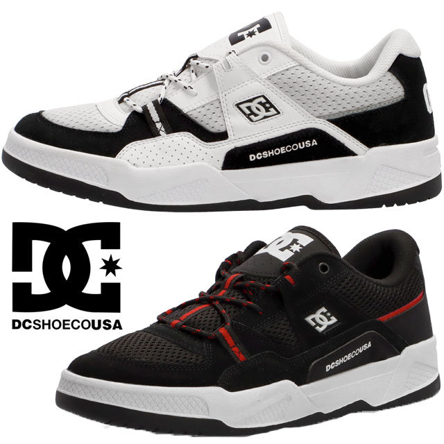 送料無料 スニーカー ローカット メンズ レディース FW 秋冬 新作 秋新作 冬新作 人気 流行 定番 2024 30cm DM241001 BKW KHO ディーシーシューズ コンストラクト 大きいサイズ カジュアルシューズ ブラック/ホワイト ブラック/ホットコーラル 黒 白 靴