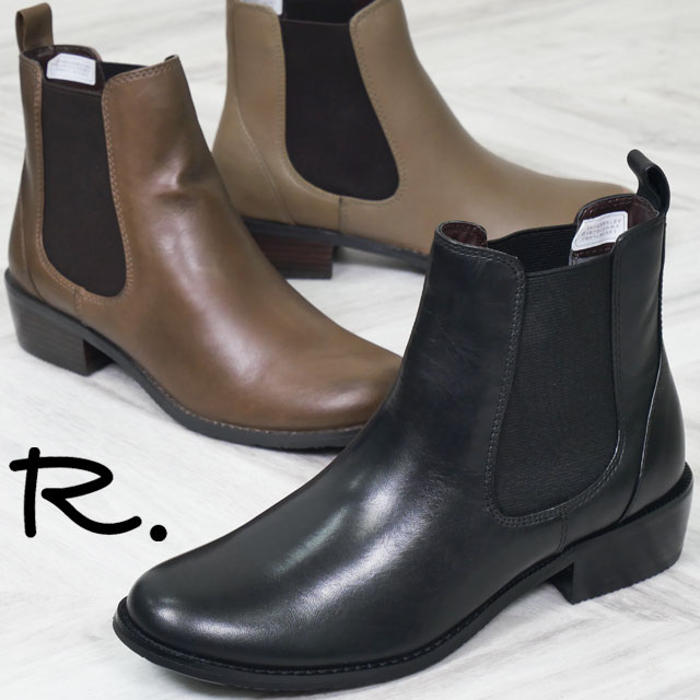 送料無料 サイドゴアブーツ ショートブーツ レディース FW 秋冬 新作 秋新作 冬新作 人気 流行 定番 2024 S10C 社製 アールドット カジュアルシューズ レザーブーツ 約4cmヒール アンクル丈 牛革 ブラック 黒 ダークブラウン オーク 靴