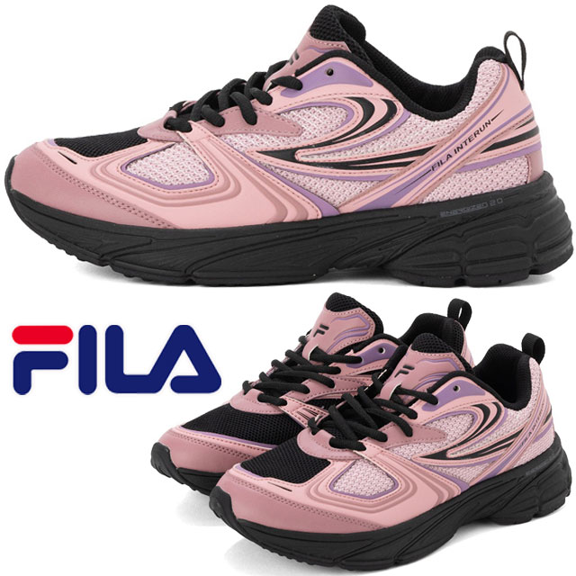 送料無料 スニーカー レースアップ ローカット レディース FW 秋冬 新作 秋新作 冬新作 人気 流行 定番 2024 FILA WSS25004 フィラ ピンク/ブラック 靴 カジュアル ダッドシューズ インテラン
