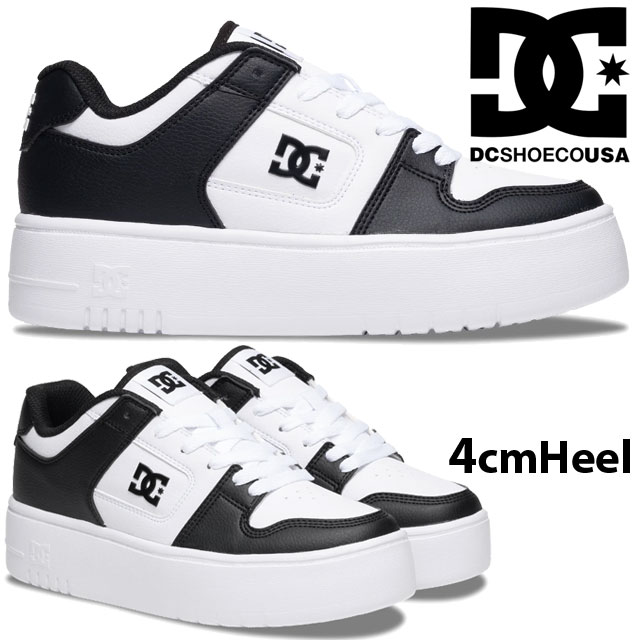 送料無料 レディース FW 秋冬 新作 秋新作 冬新作 スニーカー プラットフォーム ローカット 人気 流行 定番 2024 4 SN DC SHOES DW244001 ディーシーシューズ 厚底 白 マンテカ カジュアルシューズ チャンキーソール ホワイト/ブラック/プリント 紐靴