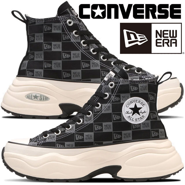 送料無料 スニーカー ハイカット レディース FW 秋冬 新作 秋新作 冬新作 人気 流行 定番 2024 2025 コンバース CONVERSE 31312420 厚底 ニューエラ コラボモデル オールスター（R） サージトレーナー ハイ/NE  キャンバススニーカー ブラック 黒 チャンキーソール 靴