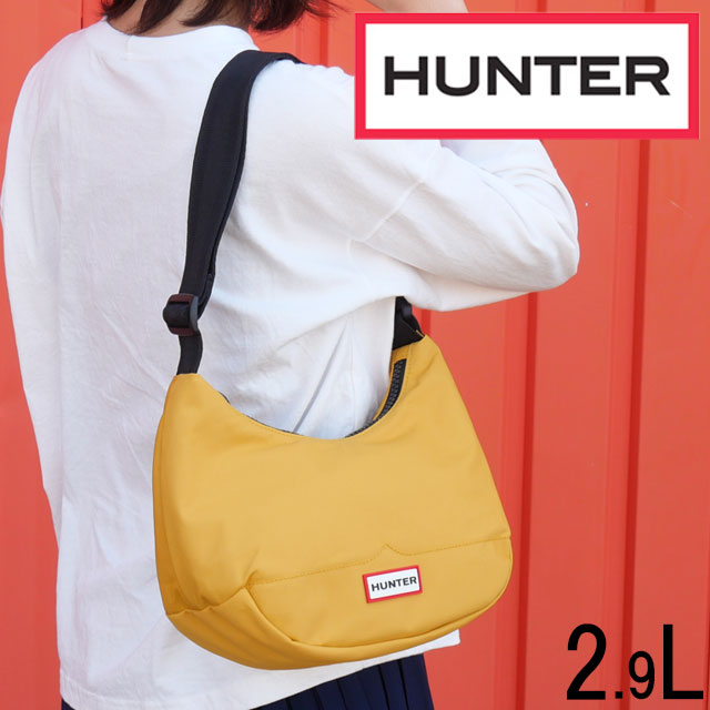 送料無料 ショルダーバッグ ボディバッグ メンズ レディース FW 秋冬 新作 秋新作 冬新作 人気 流行 定番 2024 2025 ハンター HUNTER UBS3600KBM 2L ナイロン ミニ ホーボー 肩掛け 斜め掛け 小さめ コンパクト 軽量 半月型 ロゴ シンプル きれいめ 通勤 黄色