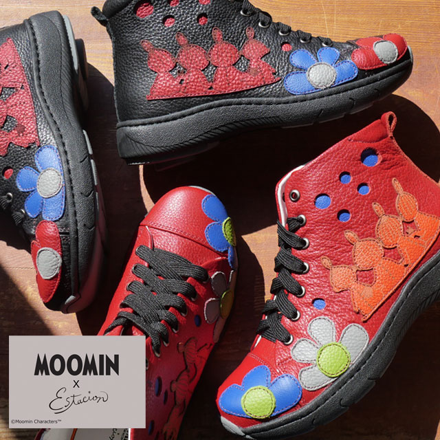 送料無料 ショートブーツ レースアップブーツ レディース FW 秋冬 新作 秋新作 冬新作 人気 流行 定番 2024 2025 エスタシオン Estacion Y8157 ムーミン リトルミィ コラボ 疲れない 痛くない コンフォートシューズ アンクル丈 本革 履きやすい レザーブーツ フラワー 靴