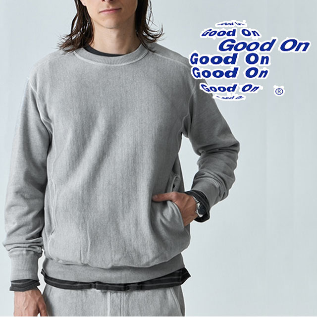 送料無料 トレーナー 長袖 メンズ FW 秋冬 新作 秋新作 冬新作 人気 流行 定番 2024 2025 グッドオン GOOD ON GOBW1912 ヘビークルースウェット トップス プルオーバー クルーネック 無地 カットソー コットン シンプル 定番 グレー ウェア アパレル 服 日本製