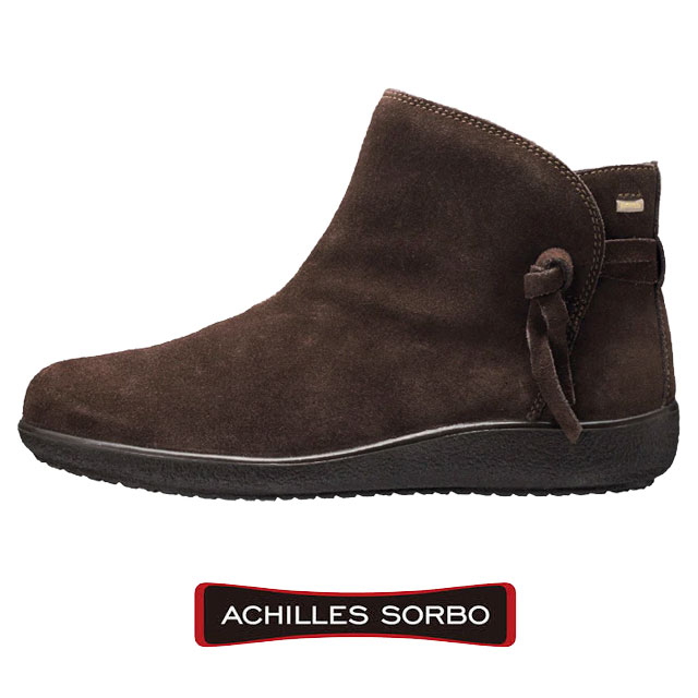 送料無料 ショートブーツ レディース FW 秋冬 新作 秋新作 冬新作 人気 流行 定番 2025 アキレス Achilles ASC 5720 ソルボ ワイズ3E ショート丈 ミセス アンクルブーツ 本革 アンクル丈 サイドファスナー付 レザーブーツ スエード/ブラウン 靴