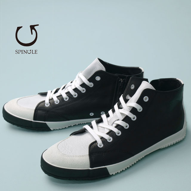 返品交換送料無料 スニーカー ミドルカット メンズ レディース FW 秋冬 新作 秋新作 冬新作 人気 流行 定番 2025 スピングル SPINGLE SP-356 白 黒 レザースニーカー 日本製 カジュアル 本革 靴 カンガルーレザー サイドジップ