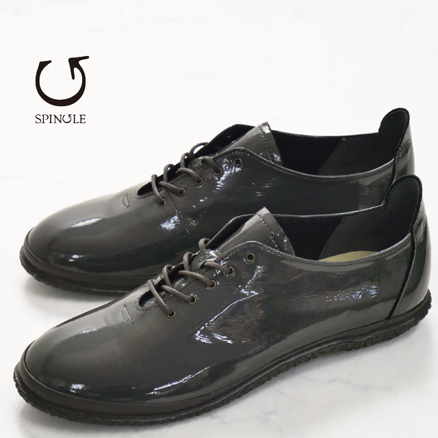 送料無料 スニーカー ローカット レディース FW 秋冬 新作 秋新作 冬新作 人気 流行 定番 2025 スピングル SPINGLE SP-1802 本革 きれいめ エナメル 靴 日本製 ダークグレー