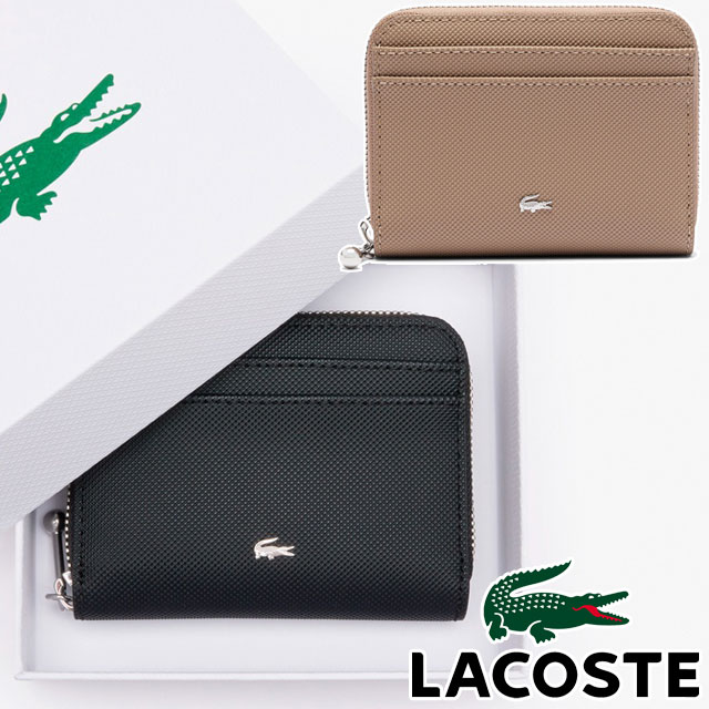 送料無料 財布 レディース SS 春夏 新作 夏新作 秋新作 人気 流行 定番 2025 ラコステ LACOSTE NF4764 デイリーシティ スモールジップウォレット 小銭入れ カード入れ ICカード コンパクト 小さめ わに 黒 ベージュ
