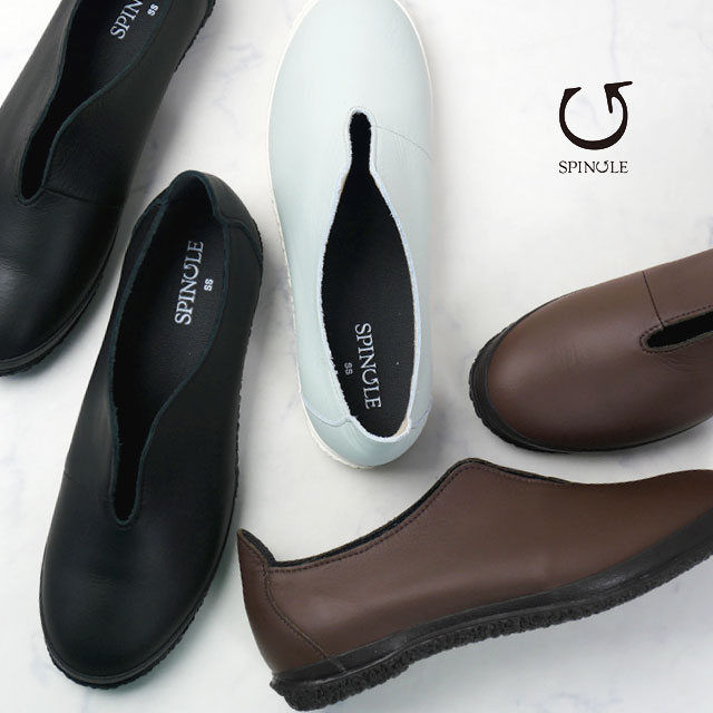 返品交換送料無料 スリッポン パンプス レディース SS 春夏 新作 夏新作 秋新作 人気 流行 定番 2025 スピングル SPINGLE SP-1826 スピングル レザー Vカット ペタンコ底 日本製 ブラック 黒 ダークブラウン ライトグレー メイドインジャパン 靴