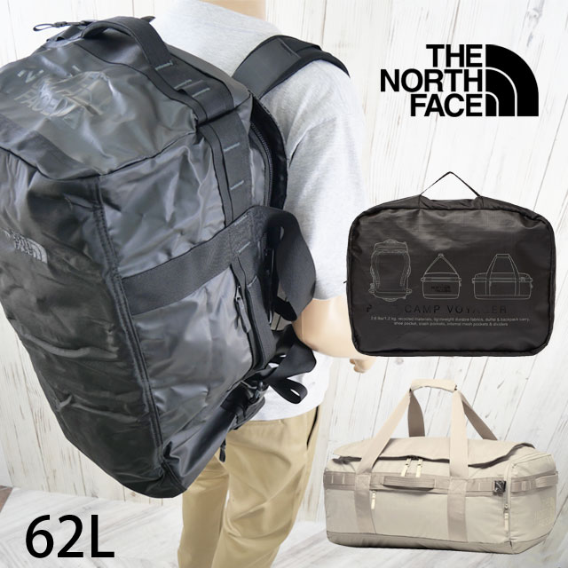 送料無料 ショルダーバッグ バックパック ボストンバッグ メンズ レディース SS 春夏 新作 夏新作 秋新作 人気 流行 定番 2025 ザ・ノース・フェイス NM82378 62L ダッフルバッグ ベースキャンプ ボイジャーライト リュック アウトドア キャンプ 出張 遠征 旅行 黒 灰