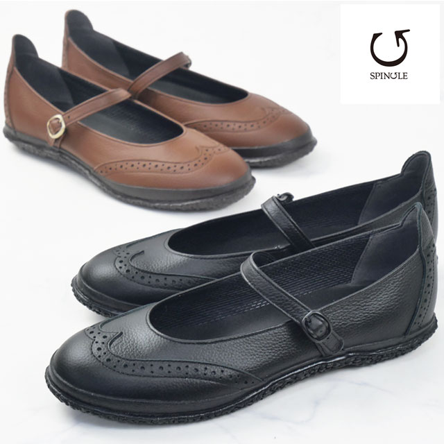返品交換送料無料 パンプス レディース SS 春夏 新作 夏新作 秋新作 人気 流行 定番 2025 スピングル SPINGLE SP-1825 ウイングチップ ワンストラップシューズ ローヒール メリージェーン きれいめ 日本製 本革 オフィスカジュアル ブラック 黒 靴