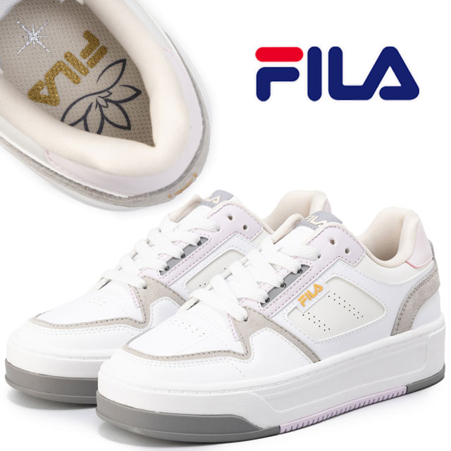 送料無料 スニーカー レースアップ ローカット レディース SS 春夏 新作 夏新作 秋新作 人気 流行 定番 2025 フィラ FILA WSS25009 コート フェザリー ブルーム 白 靴 ホワイト