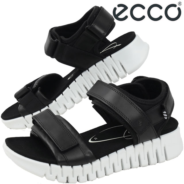 送料無料 コンフォート ストラップサンダル スポーツサンダル レディース SS 春夏 新作 夏新作 秋新作 人気 流行 定番 2025 エコー ECCO 213103 疲れない ベルクロ クロスベルト カジュアル ブラック グルーブ ソル