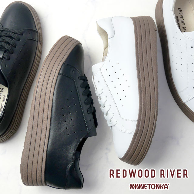 送料無料 スニーカー レディース SS 春夏 新作 夏新作 秋新作 人気 流行 定番 2025 レッドウッドリバー×ミネトンカ(R) M07C リーガル社製 厚底 靴 コートタイプ 牛革 ブラック ホワイト カジュアルシューズ