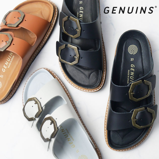 送料無料 コンフォートサンダル サンダル レディース SS 春夏 新作 夏新作 秋新作 人気 流行 定番 2025 ジェニュインズ GENUINS G105683JT G104864JT G104865JT スペイン製 ガリア レザー ドレス ブラック キャメル ホワイト ビックバックル