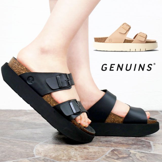 送料無料 コンフォートサンダル サンダル レディース SS 春夏 新作 夏新作 秋新作 人気 流行 定番 2025 ジェニュインズ GENUINS G105767JT G104211JT 3cm 厚底 スペイン製 ティカ ビーガン ブラック サーモン ボリュームソール