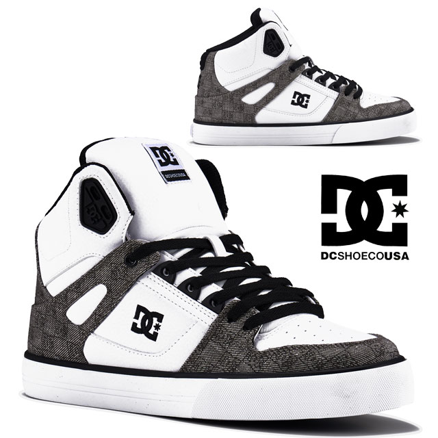 送料無料 スニーカー ハイカット メンズ レディース SS 春夏 新作 夏新作 秋新作 人気 流行 定番 2025 ディーシーシュー DC SHOES SE SN DM252301 WGY ピュア ハイ-トップ スケボー スケート ホワイト/グレー 靴