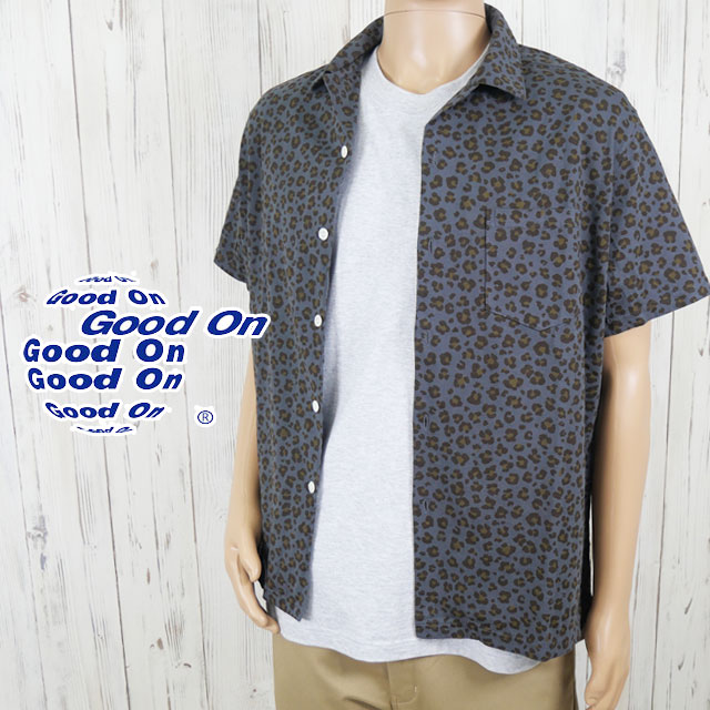 メール便送料無料 レオパードショートスリーブオープンTシャツ メンズ レディース SS 春夏 新作 夏新作 秋新作 人気 流行 定番 2025 グッドオン GOODON GOST2409 半袖シャツ トップス ヒョウ柄 総柄 Tシャツ生地 前開き 綿100% ウェア アパレル 服 アウトドア キャンプ