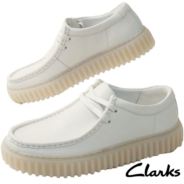 送料無料 ローカット メンズ SS 春夏 新作 夏新作 秋新作 人気 流行 定番 2025 クラークス Clarks 664J 26180910 厚底 カジュアルシューズ トーヒル ロー チャンキーソール 本革 レザーシューズ ホワイト 白 靴