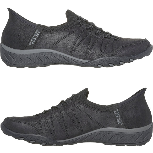 送料無料 スニーカー スリッポン レディース AW 秋冬 新作 秋新作 冬新作 人気 流行 定番 2025 スケッチャーズ SKECHERS -100615 スリップインズ 手を使わずに履ける 靴 ハンズフリー リラックスドフィット ブリーズ イージー ホームボディ ブラック