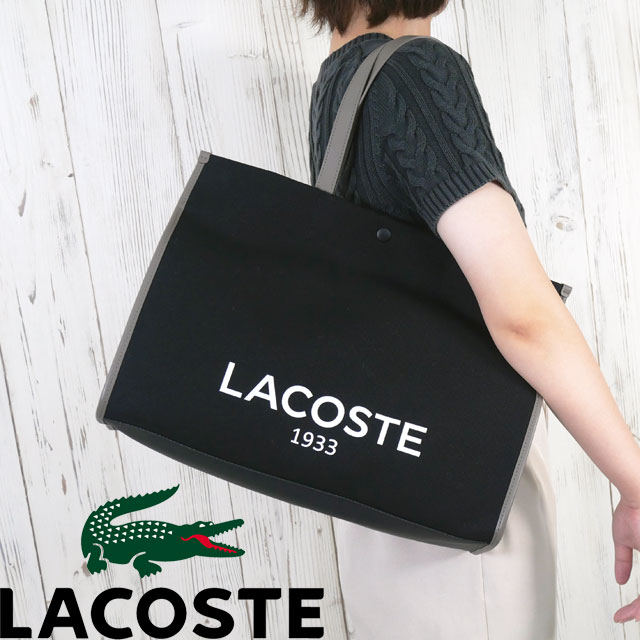 送料無料 テニススタイルトートバッグ メンズ レディース AW 秋冬 新作 秋新作 冬新作 人気 流行 定番 2025 ラコステ LACOSTE BAG NU4342 R32 バッグ ヘリテージキャンバス 大きめ カバン 15インチノートPC 収納可能 綿100％ バック ブラック 黒 鞄