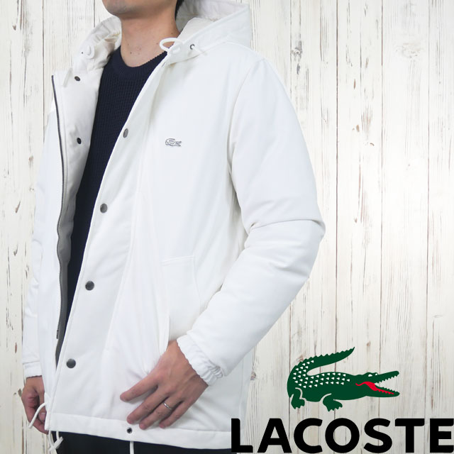 送料無料 長袖 メンズ AW 秋冬 新作 秋新作 冬新作 人気 流行 定番 2025 ラコステ LACOSTE BH021J アウター ダウンコート 耐水透湿ピケダウンジャケット フード 中わたジャケット アパレル 防寒 保温 服 シンプル ロゴ ワンポイント わに 鰐 白