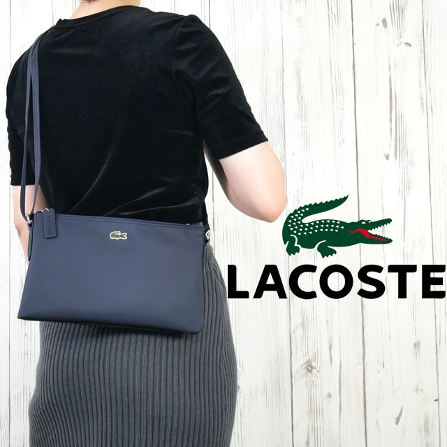 メール便送料無料 ショルダーバッグ メンズ レディース AW 秋冬 新作 秋新作 冬新作 人気 流行 定番 2025 ラコステ LACOSTE NF1887PM L.12.12 ショルダーポーチ コンセプト フラットポーチ バッグ アクセサリー ワニ ロゴ コンパクト ブランド シンプル きれいめ 紺 青