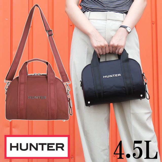 送料無料 ショルダーバッグ ドラムバッグ レディース AW 秋冬 新作 秋新作 冬新作 人気 流行 定番 2025 ハンター HUNTER UBX5545NYL 2WAY プレミアム ナイロン バレルバッグ 鞄 カバン お出かけ デイリーユース タウンユース ロゴ 耐水 黒 赤