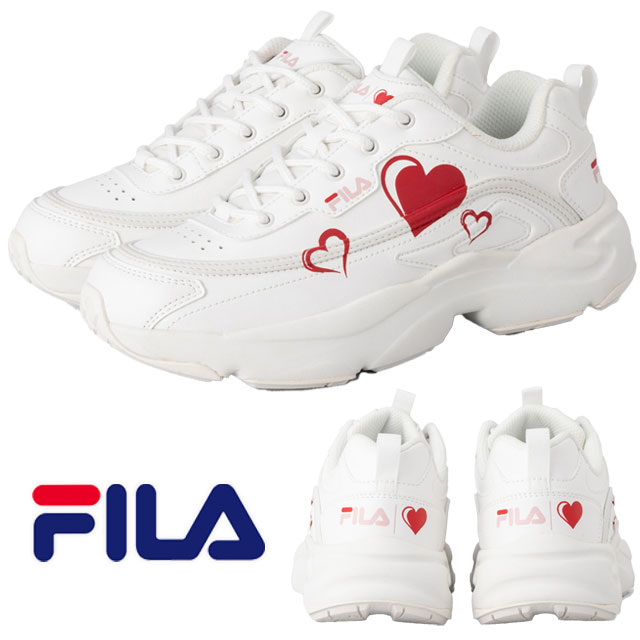 送料無料 スニーカー レースアップ ローカット レディース AW 秋冬 新作 秋新作 冬新作 人気 流行 定番 2025 フィラ FILA UFW25078 127 厚底 レイトナハート 白 靴 ホワイト/ハート