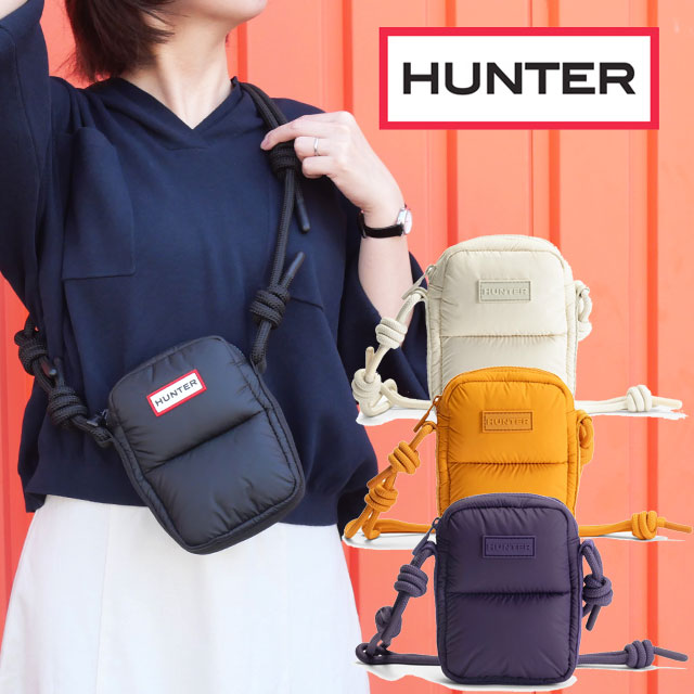 送料無料 ショルダーバッグ ポーチ メンズ レディース ユニセックス AW 秋冬 新作 秋新作 冬新作 人気 流行 定番 2025 ハンター HUNTER BAG BLK RIPCCR RIO UBX5515KBM イントレピッド エクストラ パフド フォンポーチ 斜め掛け 耐水 バッグ ミニバッグ 肩掛け ロゴ 鞄