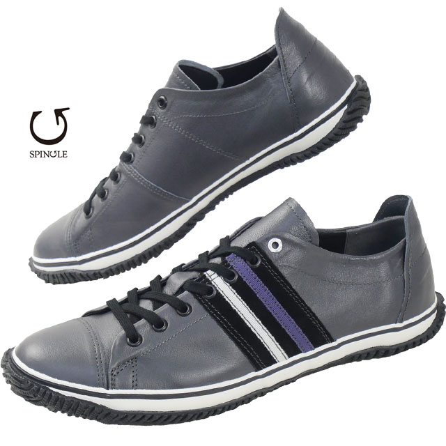 送料無料 スニーカー ローカット メンズ AW 秋冬 新作 秋新作 冬新作 人気 流行 定番 2025 スピングル SPINGLE SP-198 本革 日本製 レザースニーカー メイドインジャパン チャコールグレー 靴